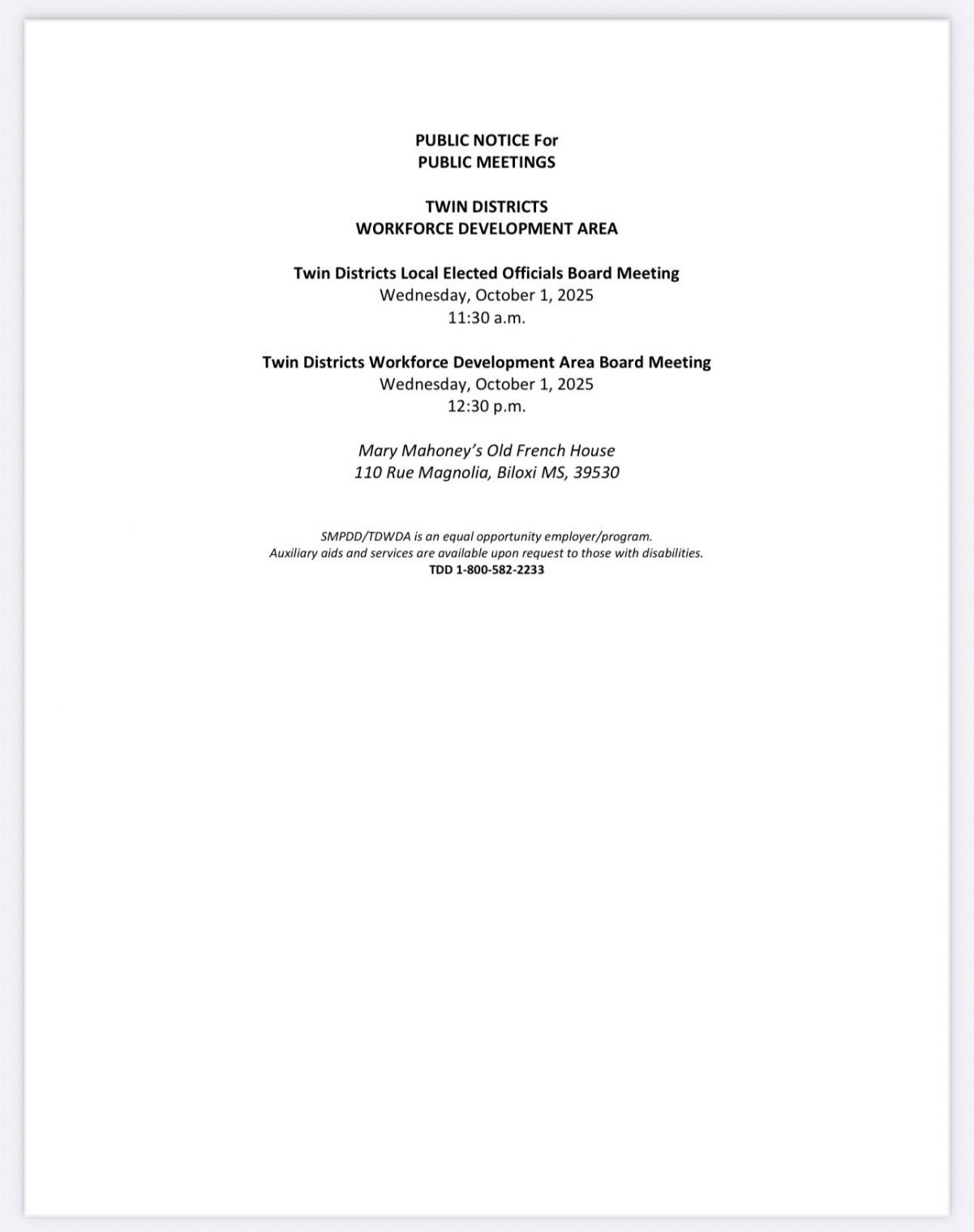 RFP/Public Notices - SMPDD